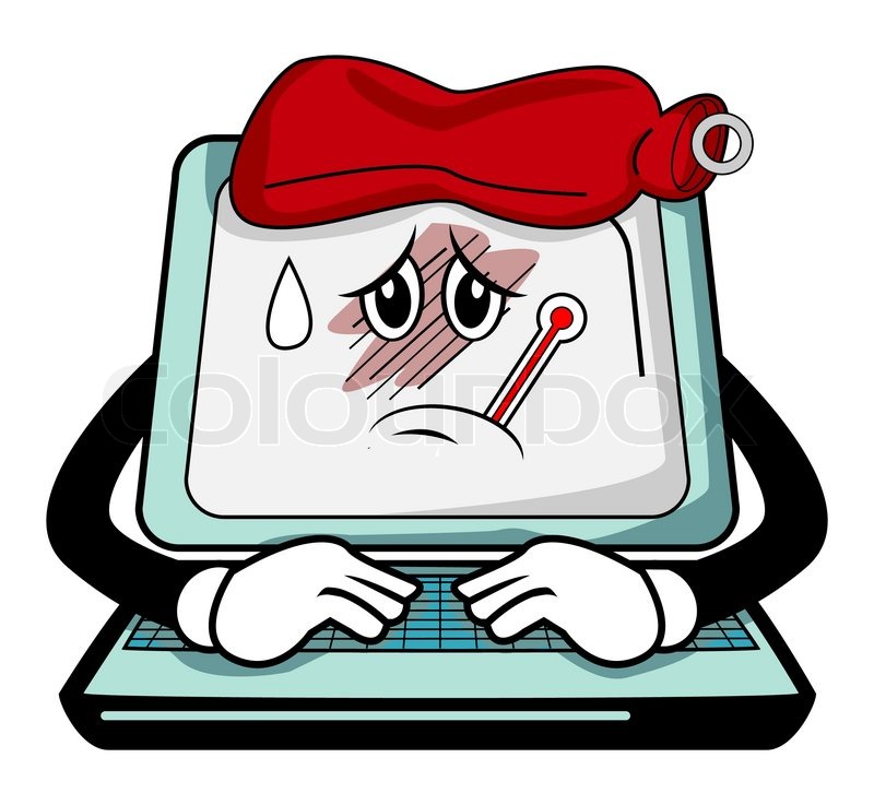 Sick computer cartoon | Stock vector | Colourbox