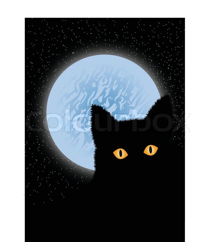 CAT AND MOON | Stock vector | Colourbox