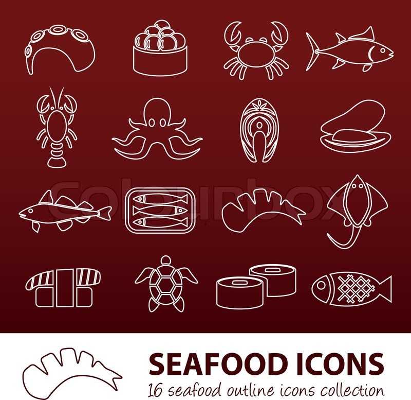Seafood Cartoon Outline