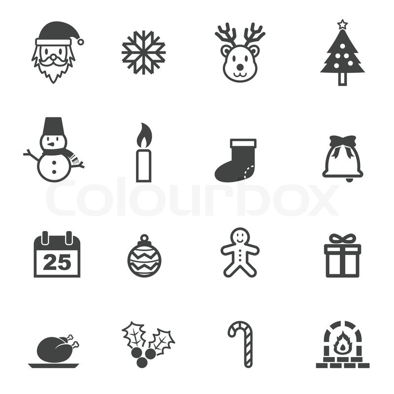 Christmas icons, mono vector symbols | Stock vector | Colourbox