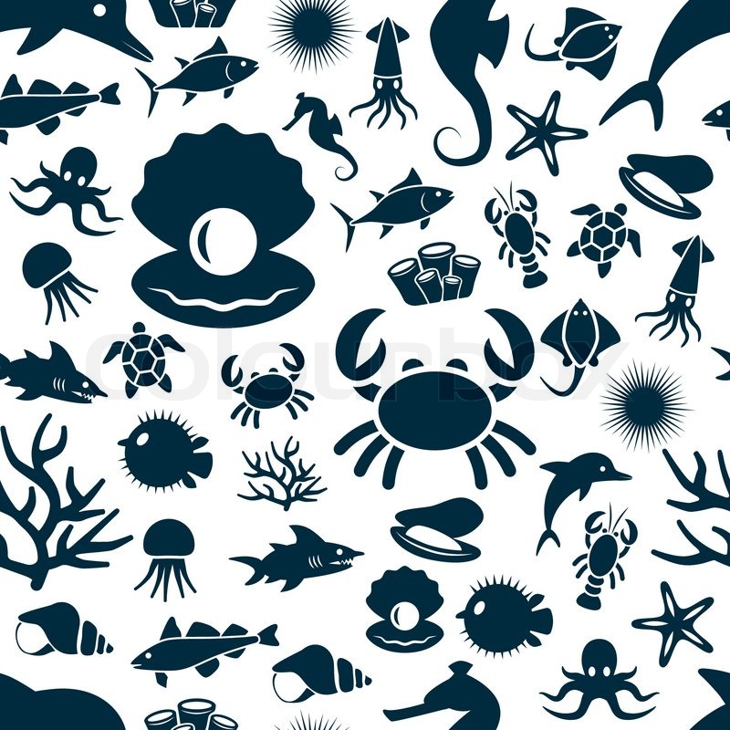 Sealife seamless pattern | Stock vector | Colourbox