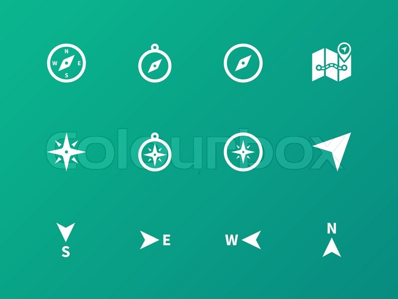 Compass icons on green background. ... | Stock vector | Colourbox