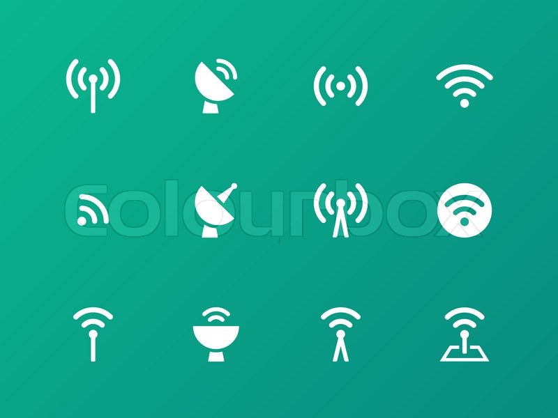 Radio Tower icons on green background. ... | Stock vector | Colourbox Radio Tower icons on green background. ... | Stock vector | Colourbox