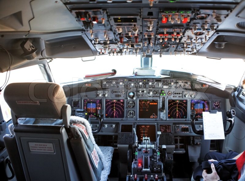Empty cockpit of a passenger plane ... | Stock image | Colourbox