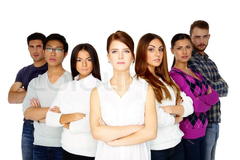Casual group of young serious people ... | Stock image | Colourbox