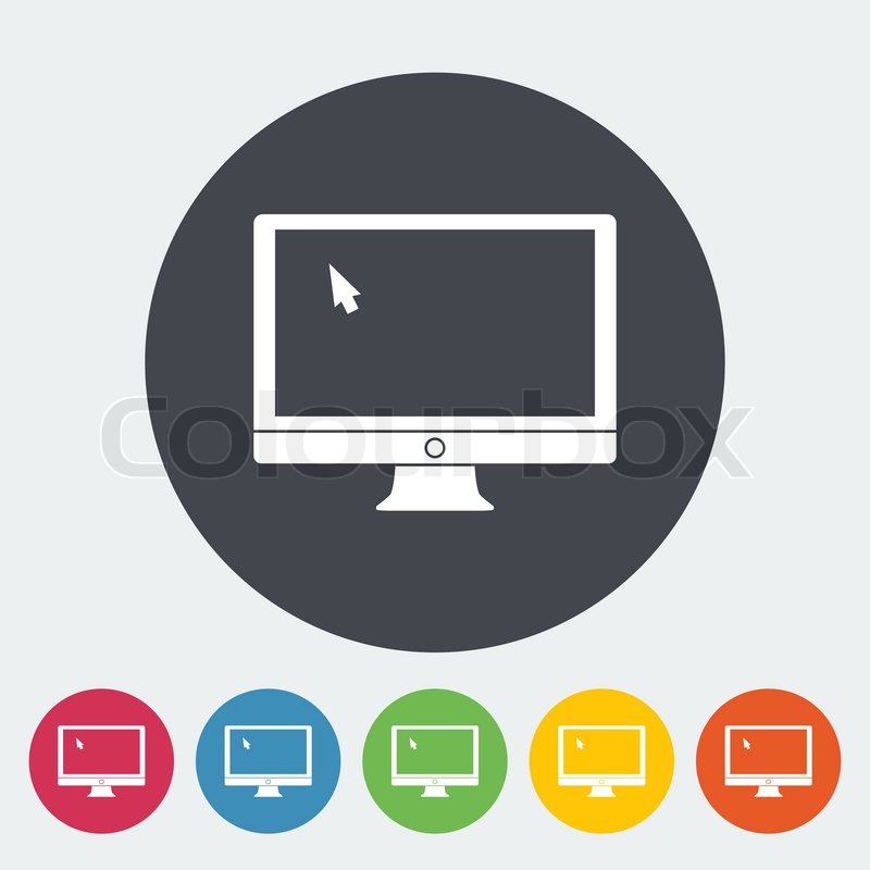 Monitor. Single flat icon on the circle. Vector illustration. | Stock ...
