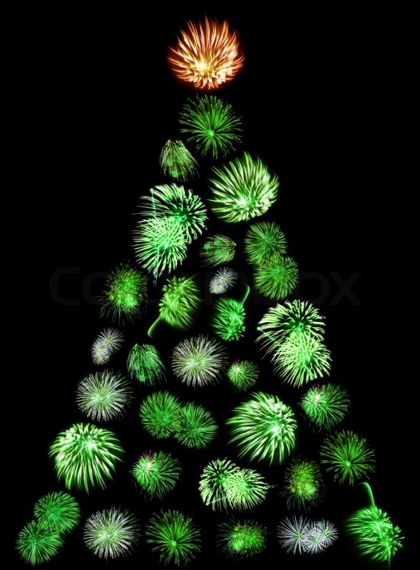 A Christmas Tree Made of Green Firework ... | Stock image | Colourbox