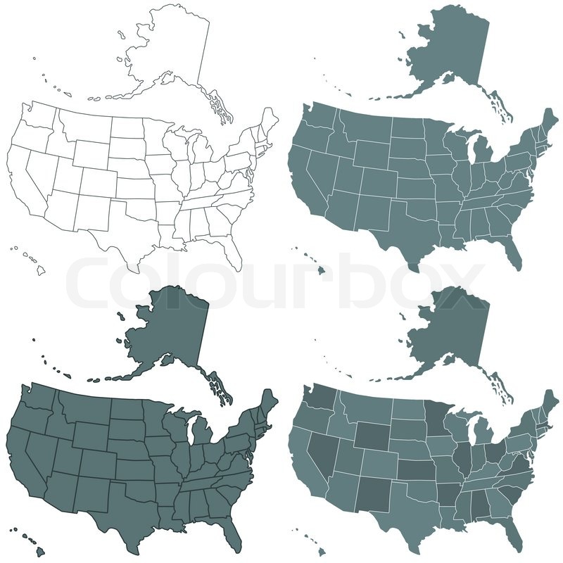 Set of the contour USA maps ... | Stock vector | Colourbox