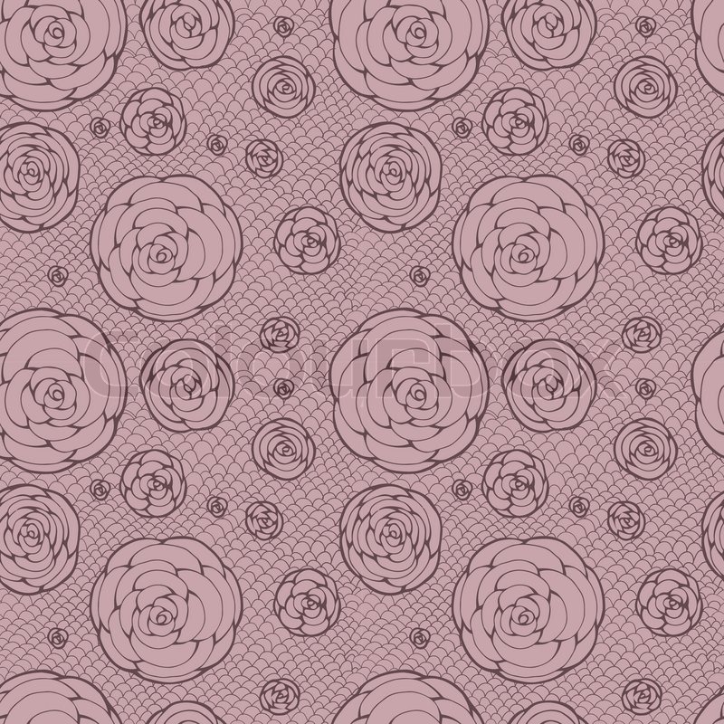 Brown lace seamless floral pattern, ... | Stock vector | Colourbox