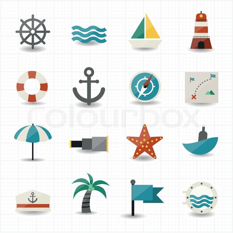 Nautical and sea icons | Stock vector | Colourbox