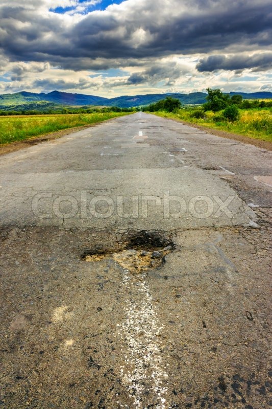 Broken highway with hole in the ... | Stock image | Colourbox