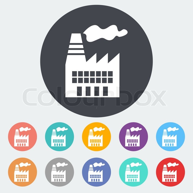 Factory. Single flat icon on the circle. Vector illustration. | Stock ...
