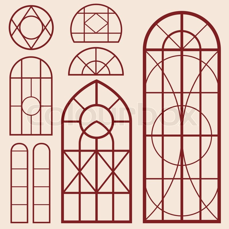 A set of retro vector window frames | Stock vector | Colourbox