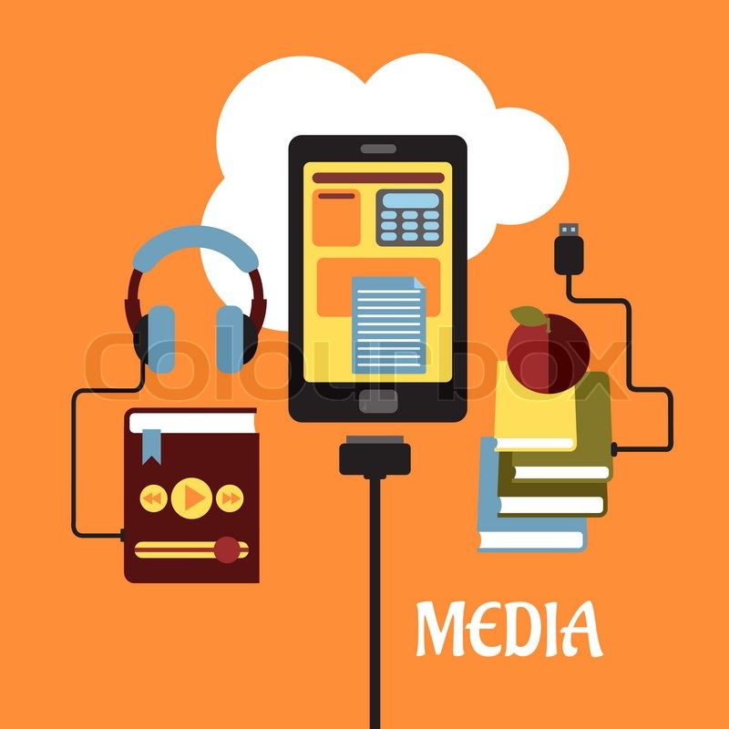 Multimedia flat concept with ... | Stock Vector | Colourbox