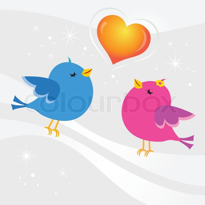 Love birds with heart | Stock vector | Colourbox