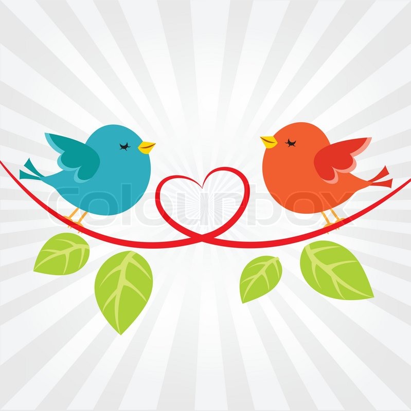 Little love birds vector. | Stock vector | Colourbox