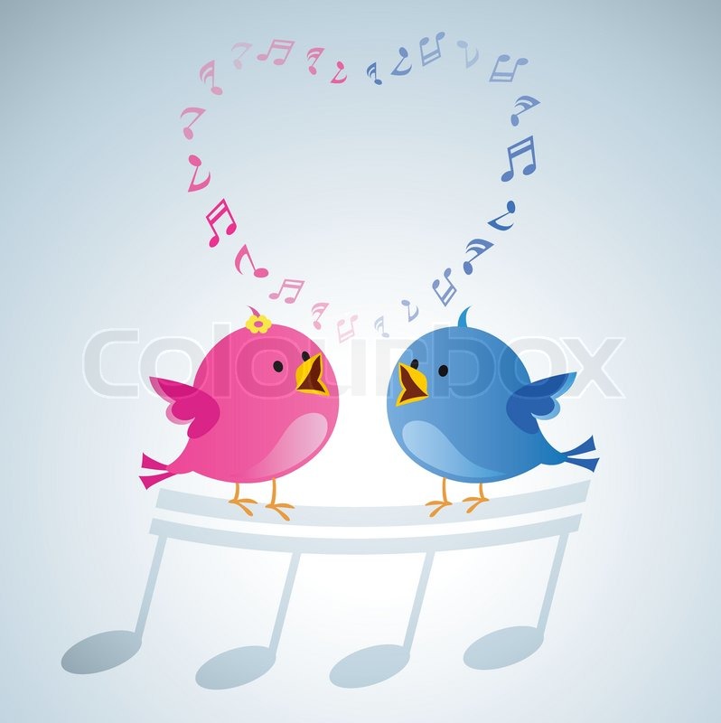 Song birds with musical notes form ... | Stock vector | Colourbox