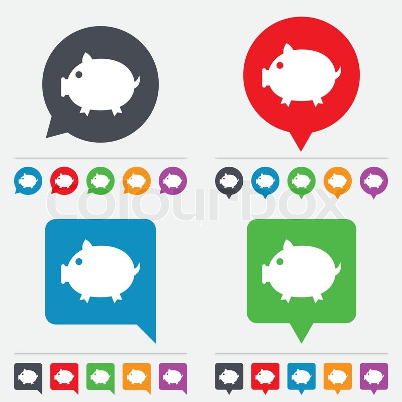 Piggy sign icon. Pork symbol. Speech ... | Stock vector | Colourbox