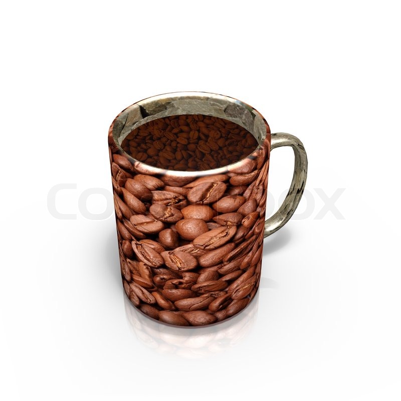 Kaffekop 3D lavet af kaffebønner. ... | Stock foto | Colourbox