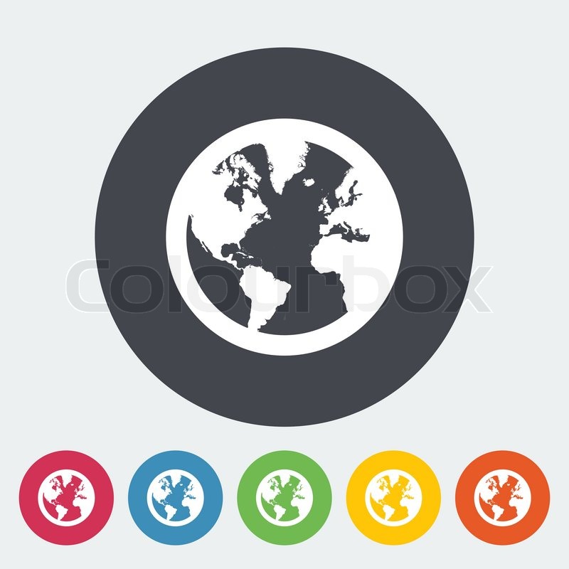 Earth. Single flat icon on the circle. ... | Stock vector | Colourbox