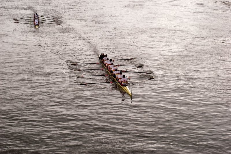Rowers in eight-oar rowing boats on ... | Stock image | Colourbox