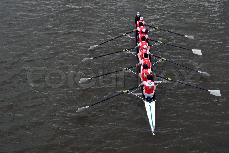 Rowers in eight-oar rowing boat on ... | Stock image | Colourbox