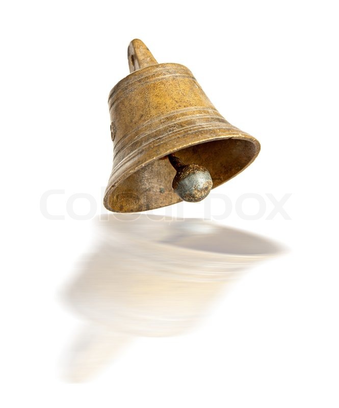 Bronze bell with reflection on white ... | Stock image | Colourbox