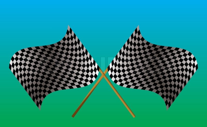 Illustrated checkered flag on a green ... | Stock Vector | Colourbox