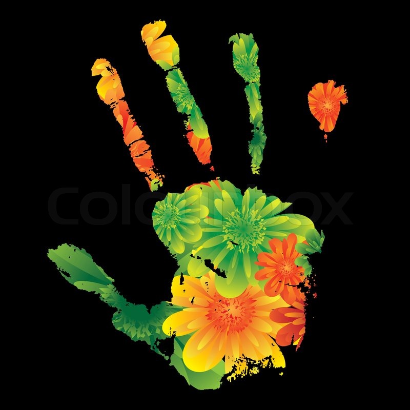 Floral inspired unique hand print ... | Stock vector | Colourbox