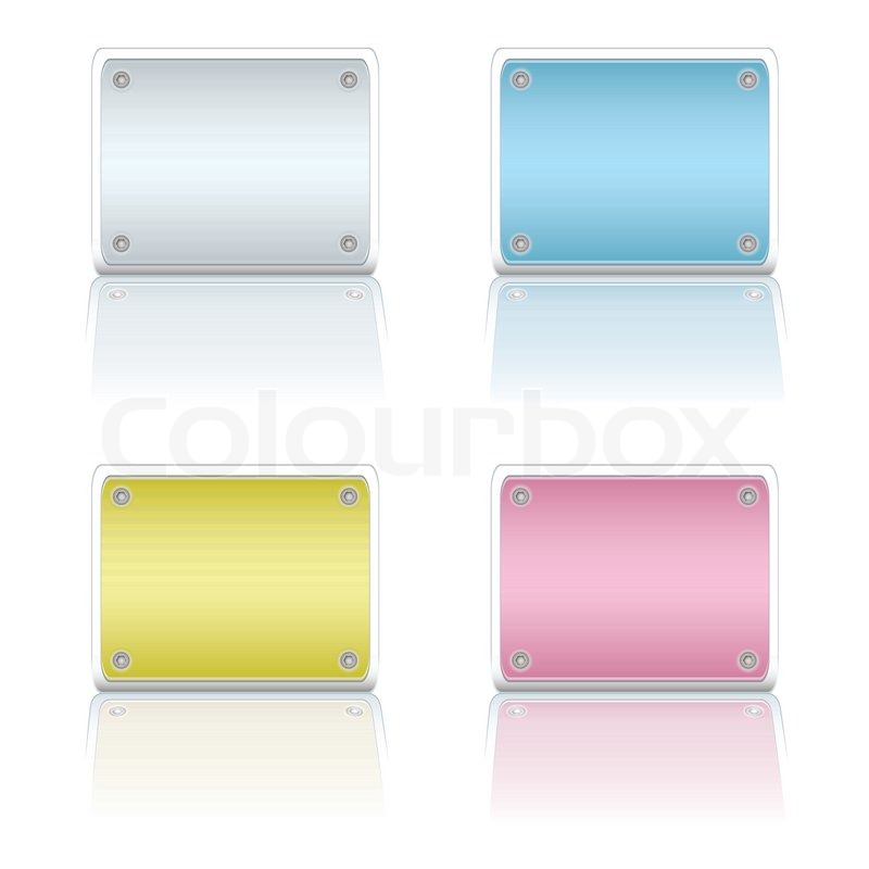 Four colorful metal blank sign with ... | Stock vector | Colourbox