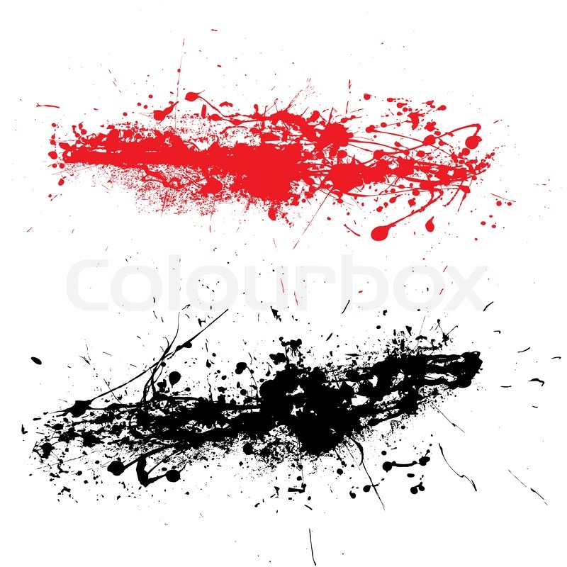 Red and black ink splats with grunge ... | Stock Vector | Colourbox