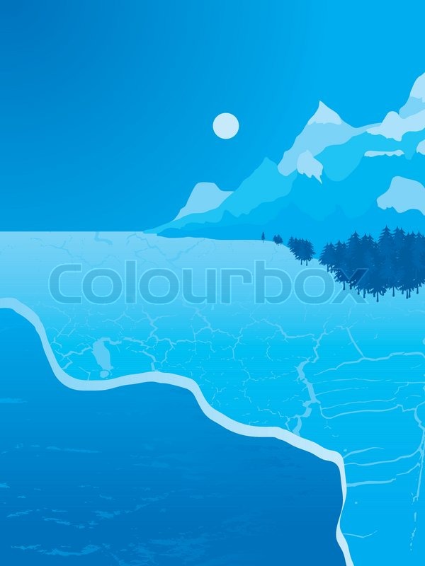 Illustrated ice scene with a range of ... | Stock vector | Colourbox