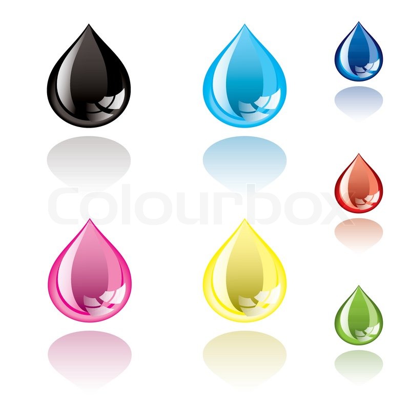 Collection of ink droplets with drop ... | Stock Vector | Colourbox