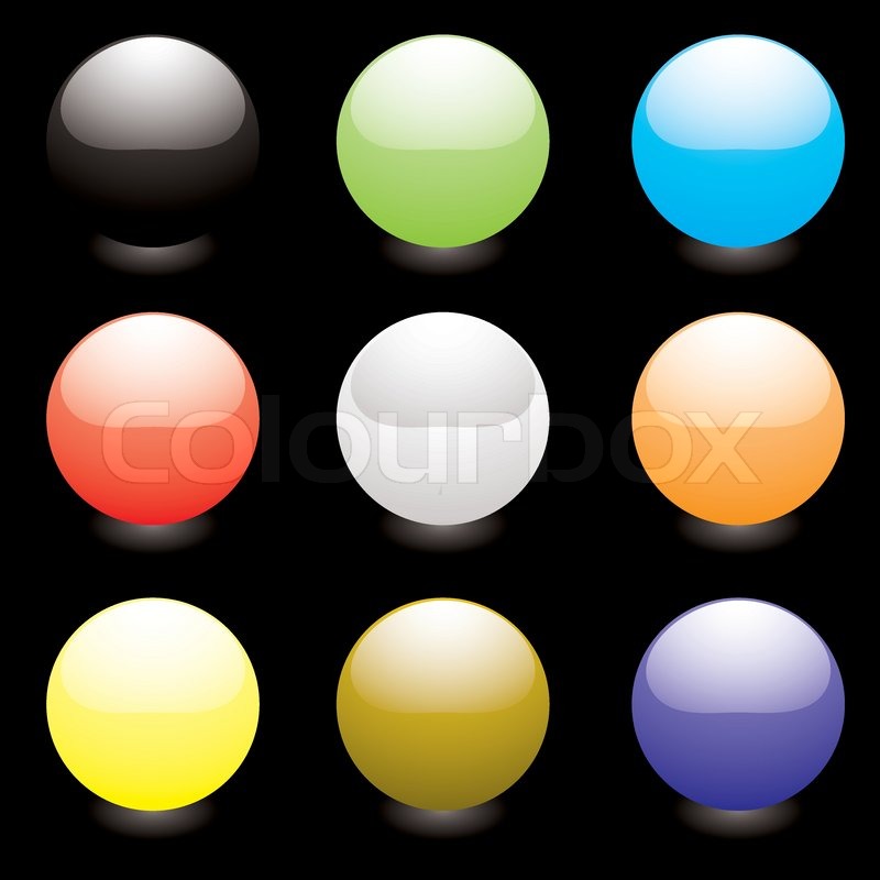 Collection of nine colorful marbles ... | Stock vector | Colourbox
