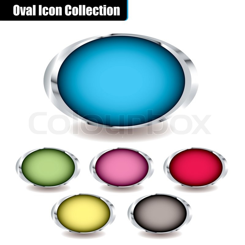 Collection of oval icons with colorful ... | Stock vector | Colourbox