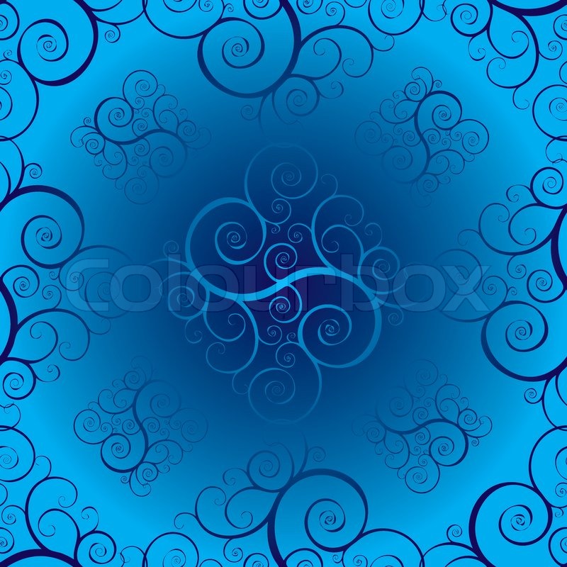 Different shades of blue with a floral ... | Stock vector | Colourbox