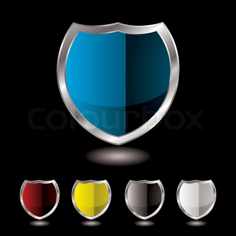 Collection of five shields with black ... | Stock vector | Colourbox