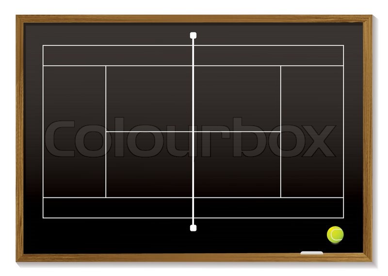 Black board with white tennis court ... | Stock vector | Colourbox
