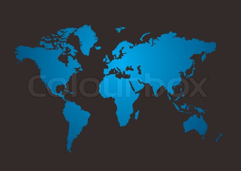 World map in blue with a dark gray ... | Stock vector | Colourbox