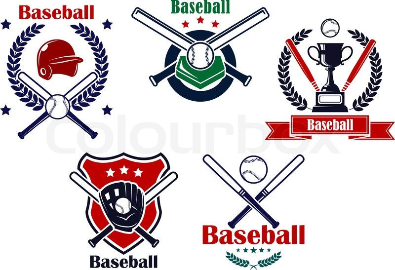 Colored Baseball emblems or badges ... | Stock vector | Colourbox