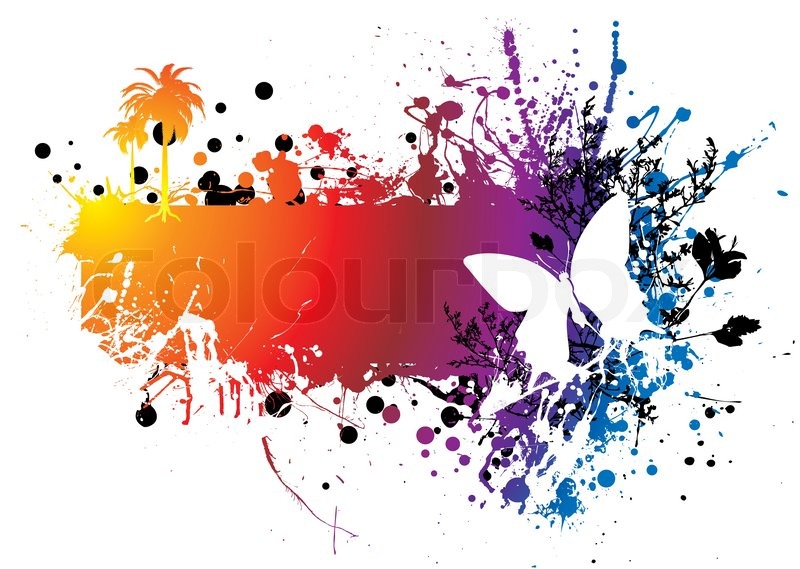 Rainbow ink splat background with a ... | Stock vector | Colourbox