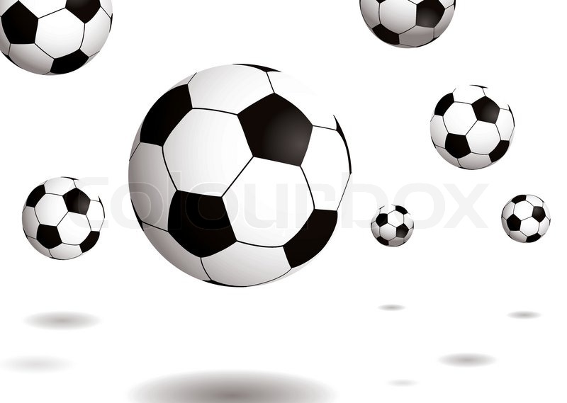 Collection of footballs bouncing on a ... | Stock vector | Colourbox