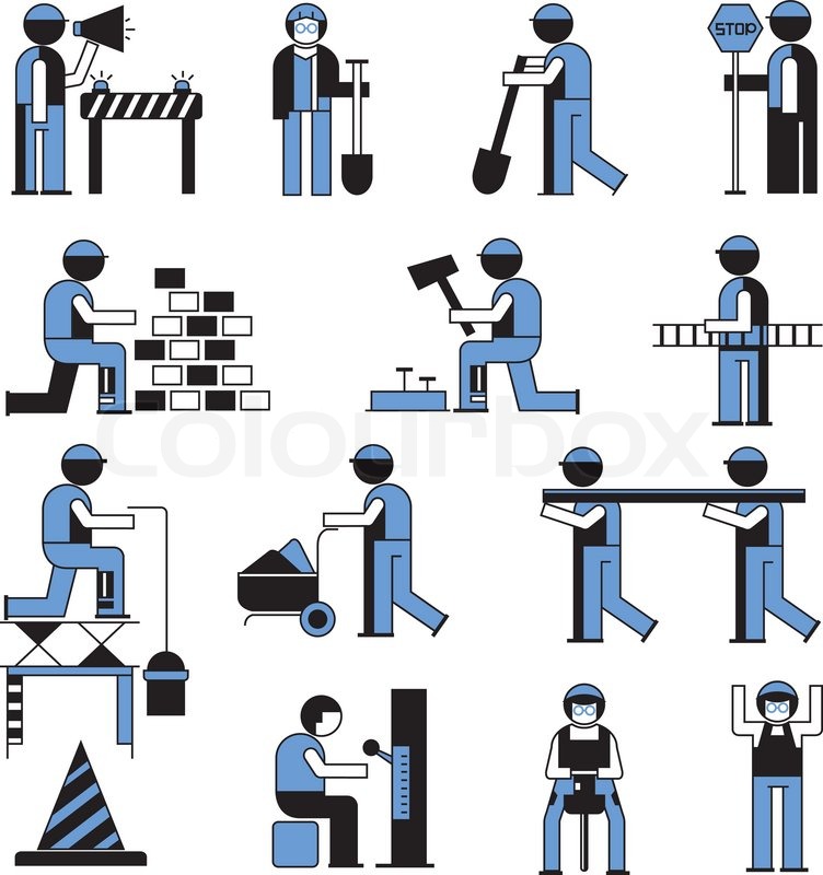 Construction site worker icons | Stock vector | Colourbox