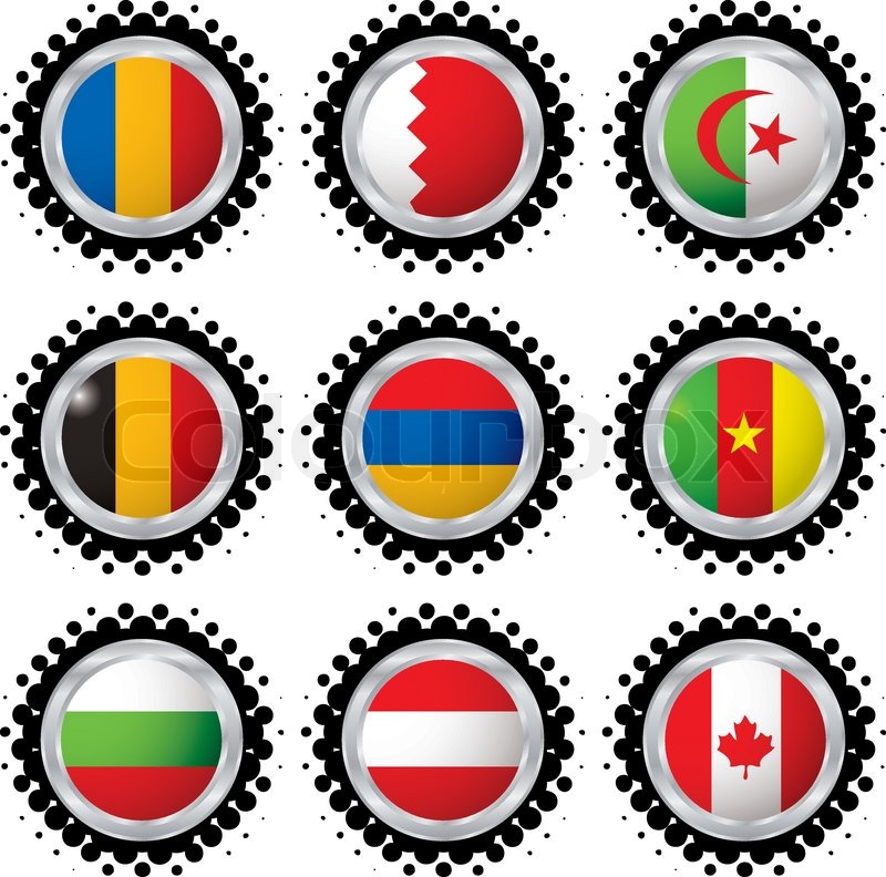 Collection of nine flags from around ... | Stock vector | Colourbox