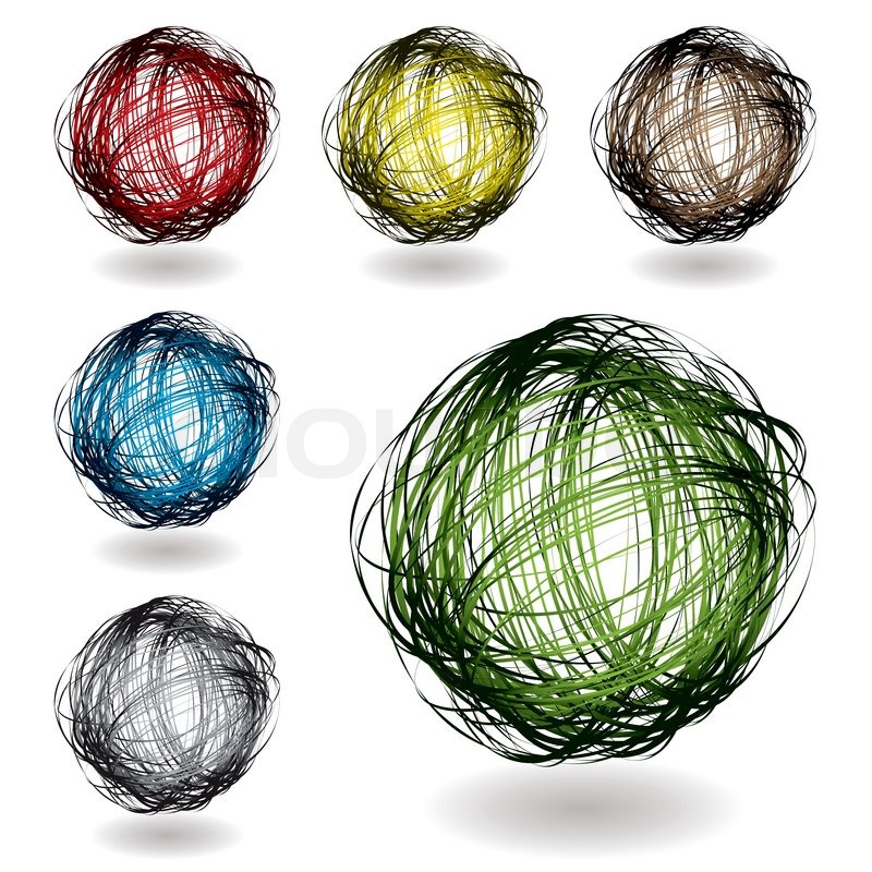 Scribble balls with colour variation ... | Stock vector | Colourbox