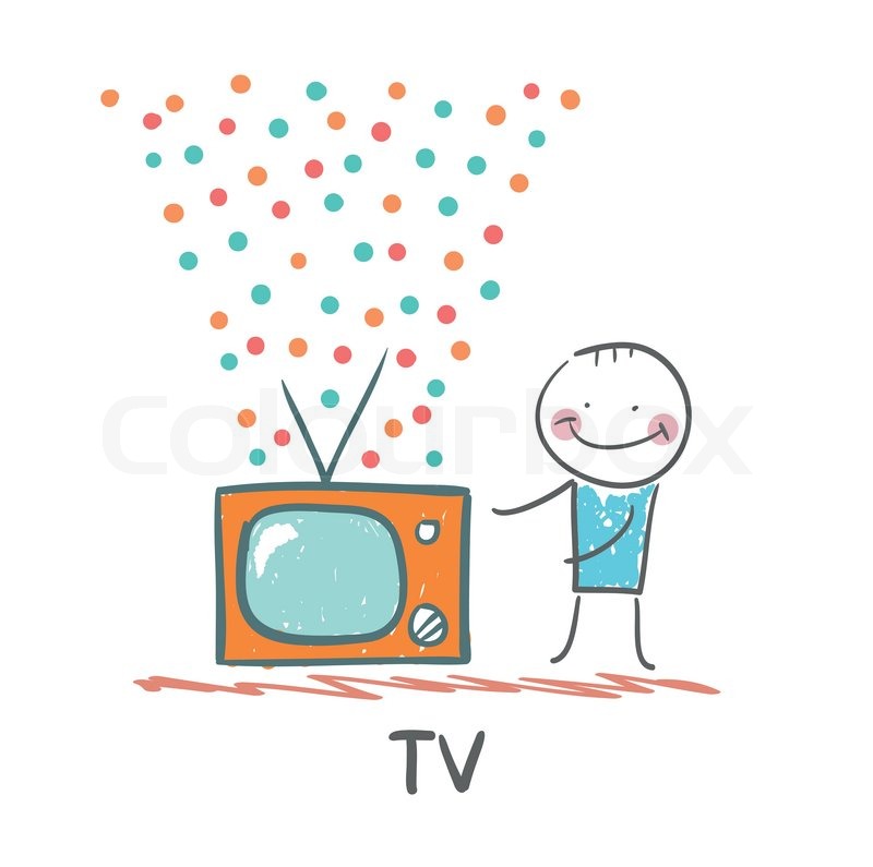 The man standing next to the best TV | Stock vector | Colourbox