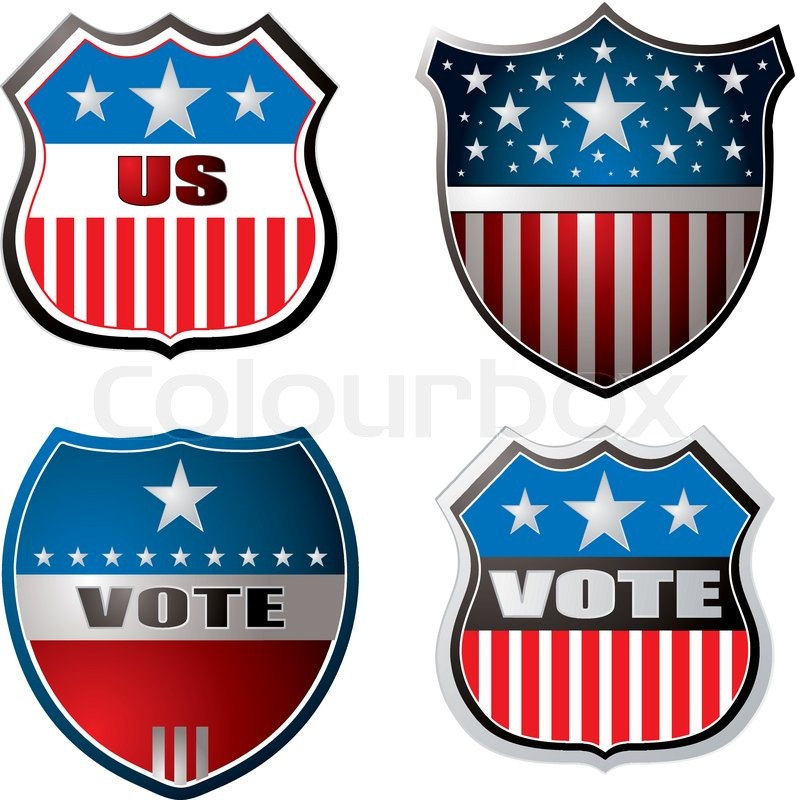 American inspired shields in red white ... | Stock vector | Colourbox