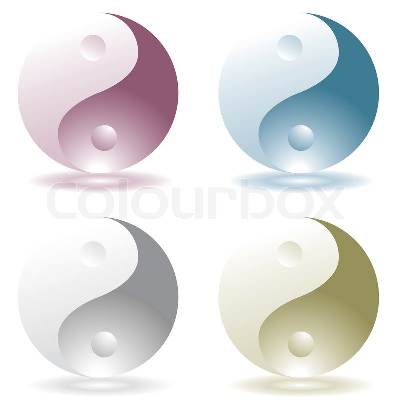 Four illustrated ying yang icons with ... | Stock vector | Colourbox