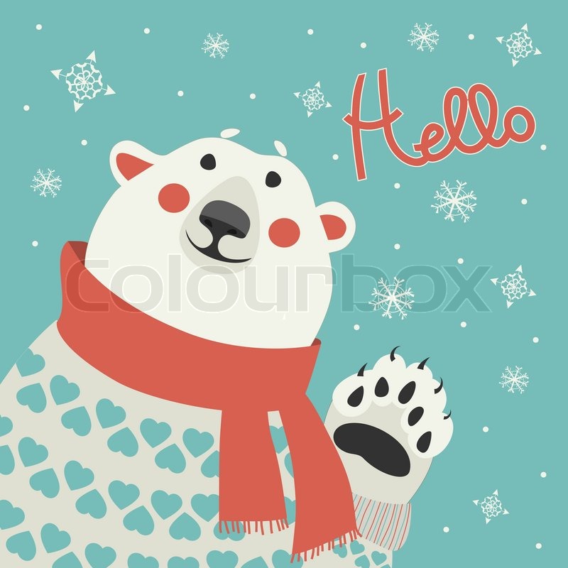 Polar bear says hello at vector ... | Stock vector | Colourbox