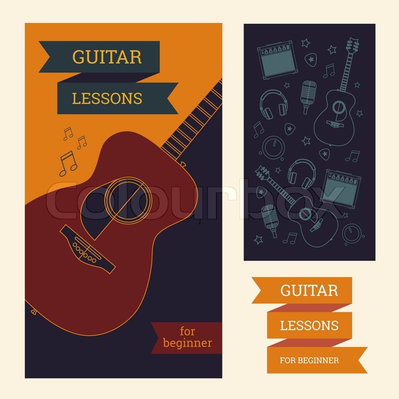 Poster template on guitar lessons. ... | Stock vector | Colourbox